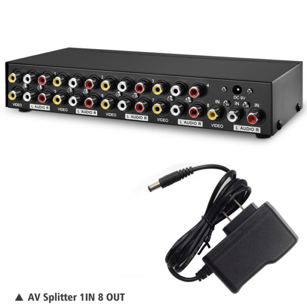 AV Splitter HDTV DVD RCA Video Splitter box 1 to 8 out 3 RCA ...